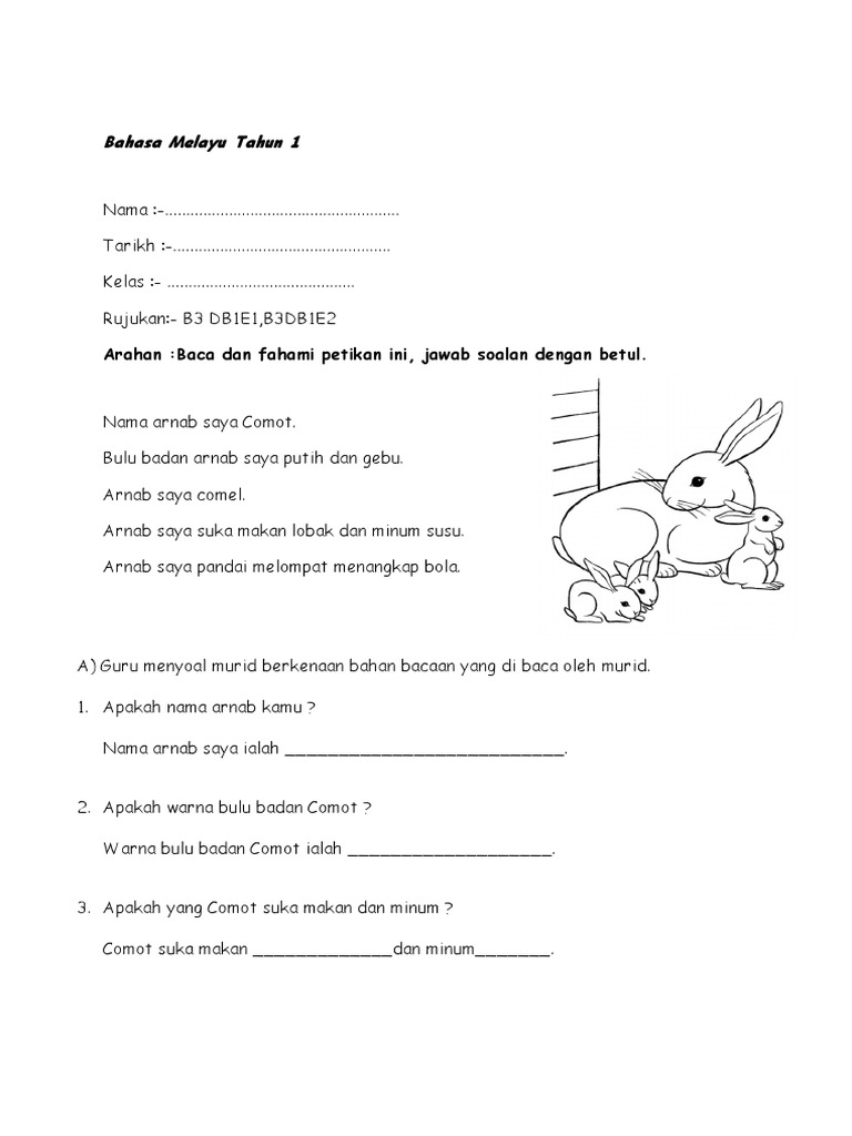 Bahasa Melayu Tahun 1 | PDF