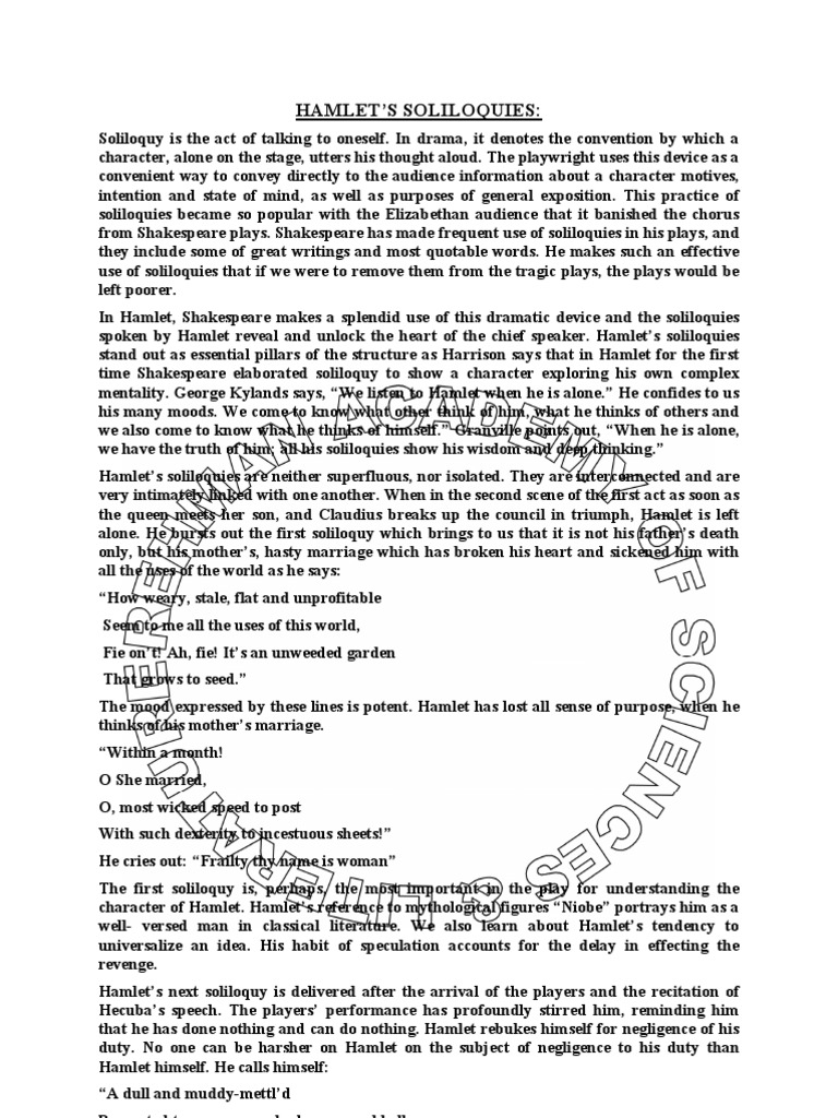 HAMLET's Soliloquies | PDF | Hamlet | William Shakespeare