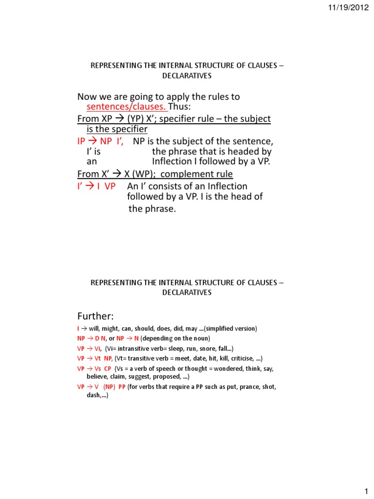 Trees Handout | PDF | Phrase | Clause