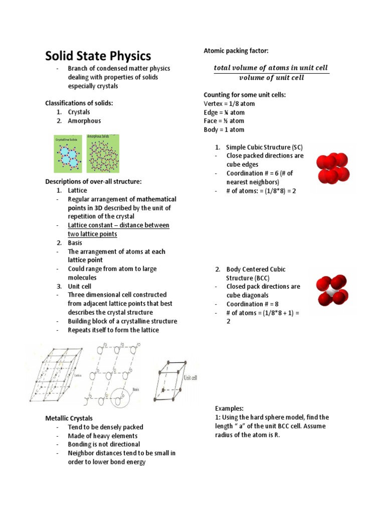 Part 1 Solid State, Defects, Diffraction | PDF | Crystal Structure ...