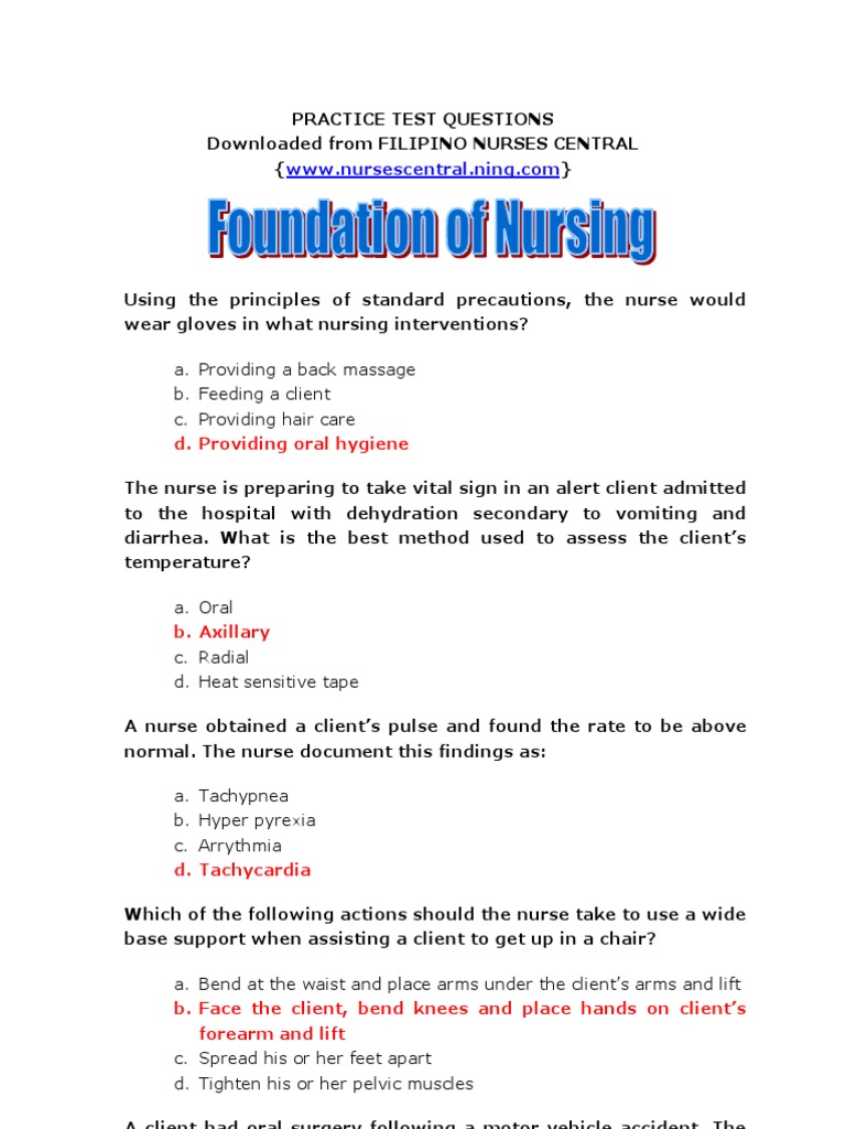 Nursing Practice Test Questions | PDF | Intravenous Therapy | Injection ...