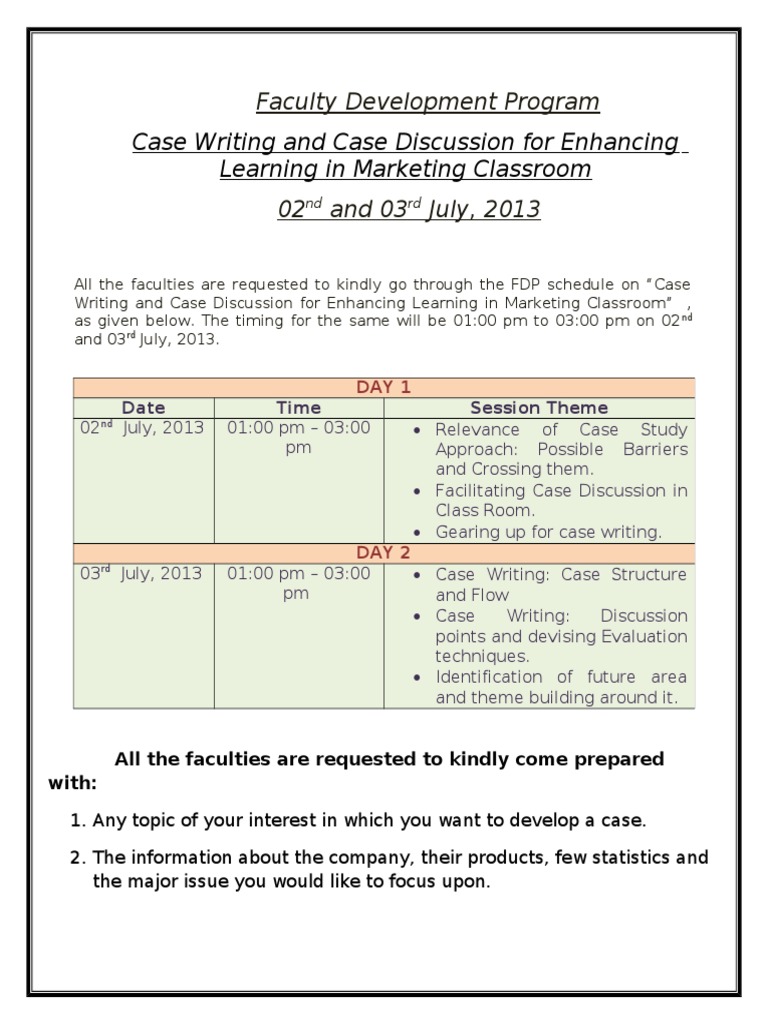 Faculty Development Program Schedule | PDF | Career & Growth | Art