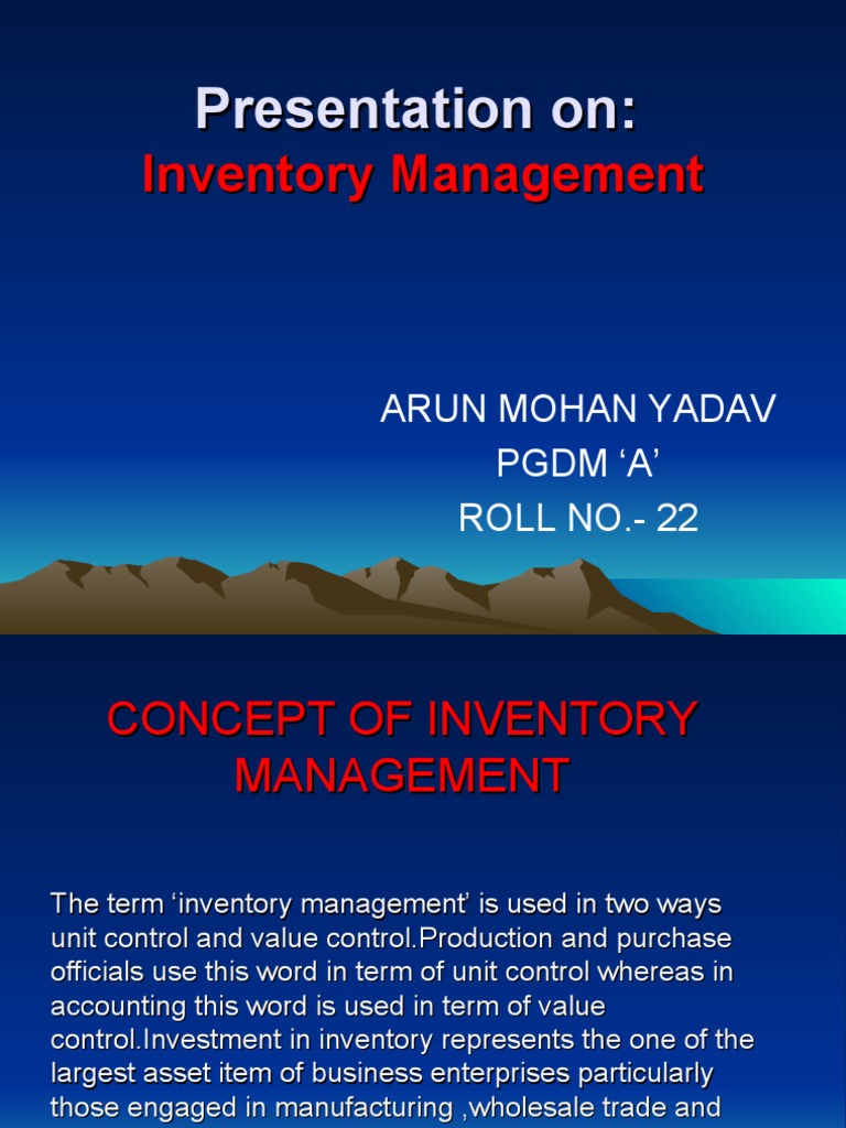 Concept of Inventory Management | PDF | Inventory | Business Economics