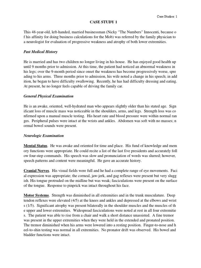 Case Studies - Neurology | PDF | Brainstem | Senses