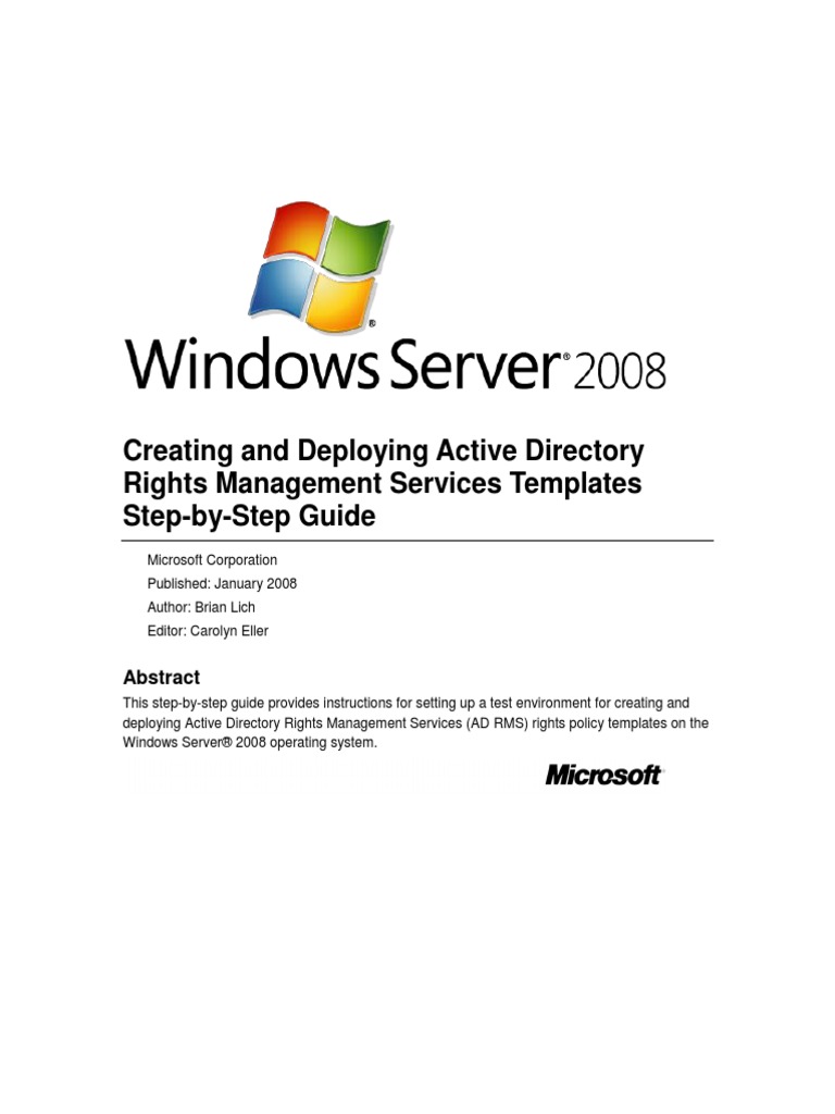 Creating and Deploying Active Directory Rights Management Services ...