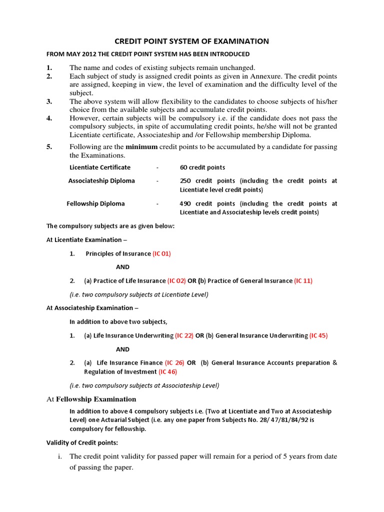 Credit Point System | Download Free PDF | Actuarial Science | Life ...