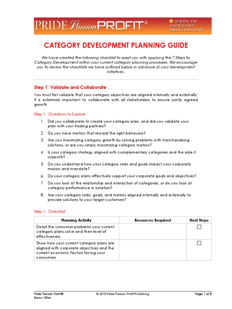 Category Development Planning Guide: Step 1: Validate and Collaborate ...