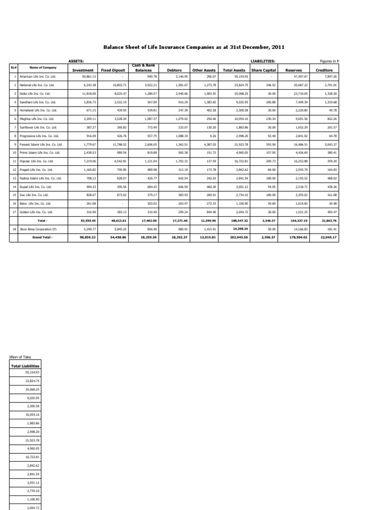 Life Insurance Companies Balance Sheet | PDF | Business | Law