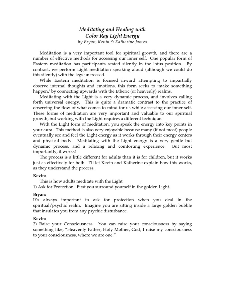 Meditating and Healing With Color Ray Light Energy | PDF | Meditation ...