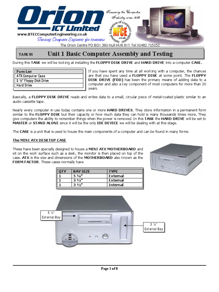 Unit 1 Basic Computer Assembly and Testing: Training Computer Engineers ...