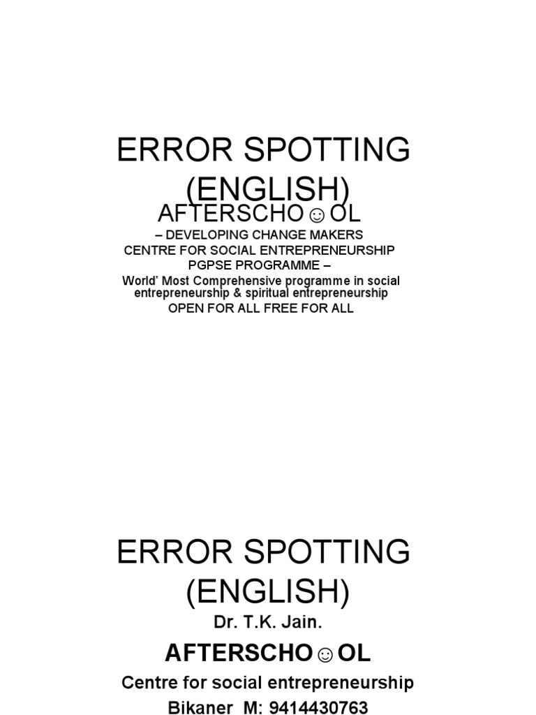Error Spotting | PDF | Punjab | Social Entrepreneurship