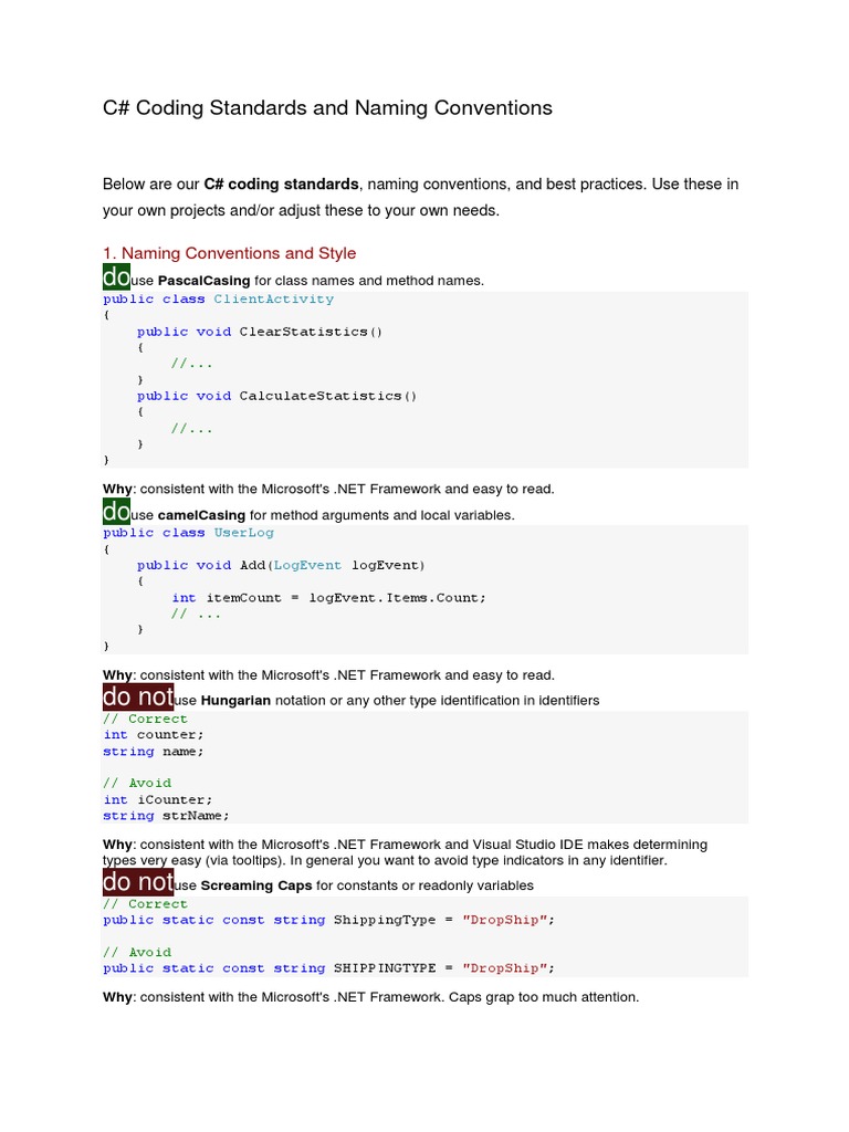 Code Standard | Download Free PDF | Computer Programming | Software ...