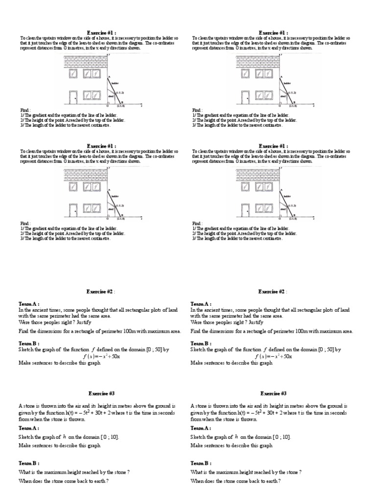Exercises Functions | PDF | Area | Mathematical Concepts