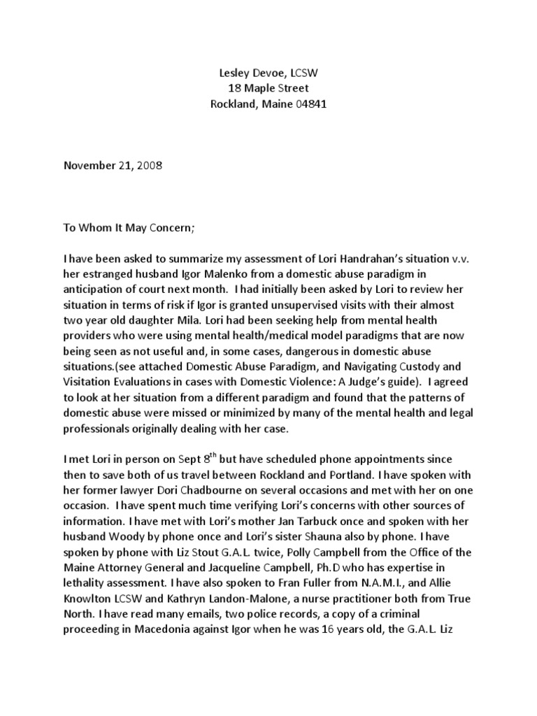 Leslie Devoe Report Lori Handrahan Final | PDF | Domestic Violence ...