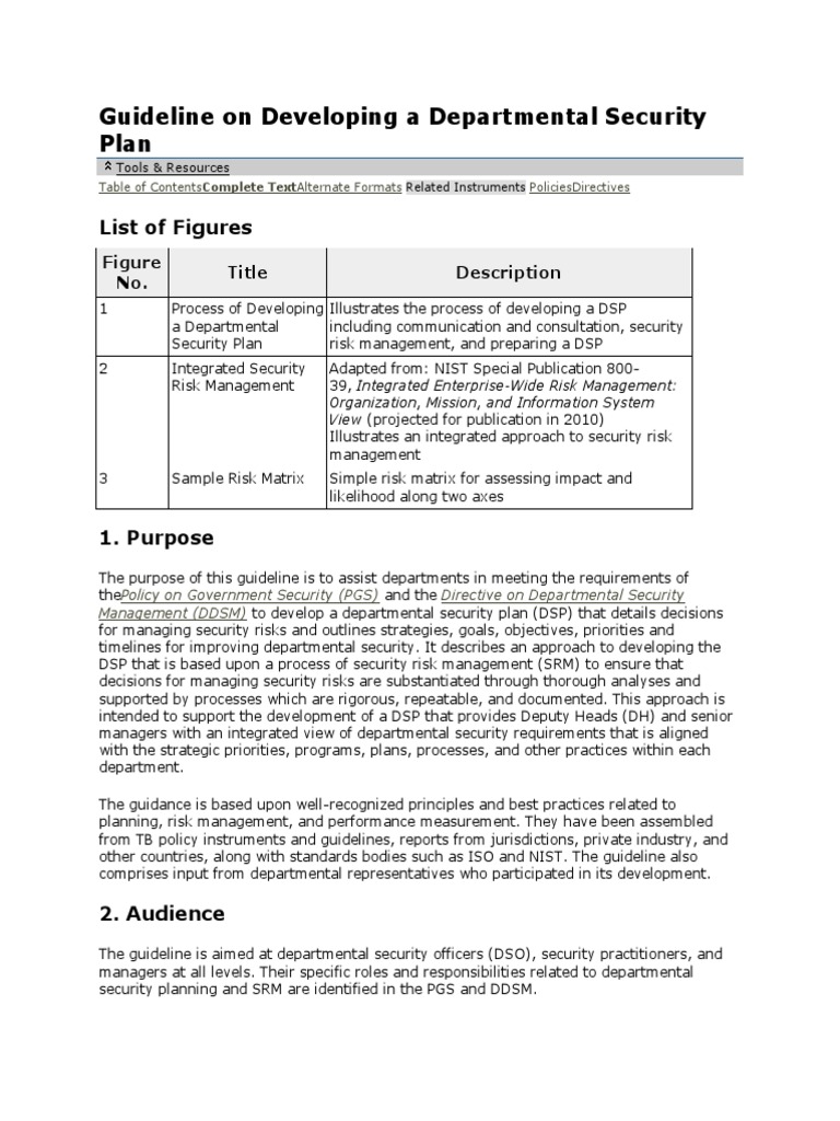 Guideline On Developing A Departmental Security Plan | PDF | Risk ...