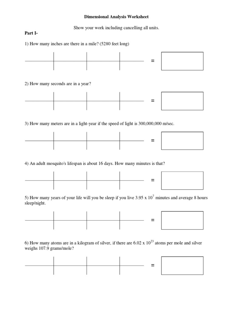 Ap Chemistry Dimensional Analysis Worksheet