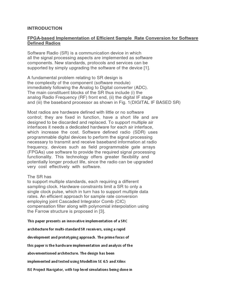 Farrow SRC | PDF | Software Defined Radio | Filter (Signal Processing)