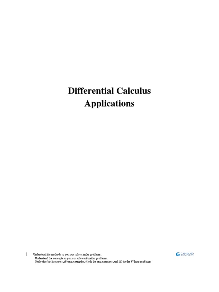 Differential Calculus Application Problems | PDF | Maxima And Minima | Volume