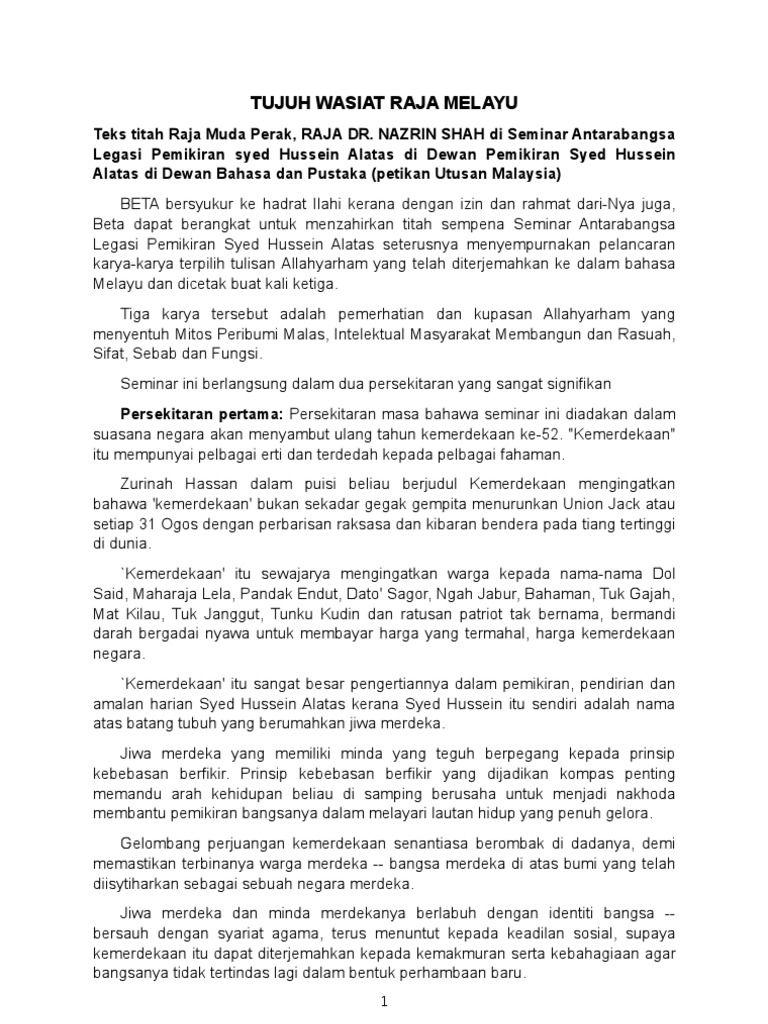 Tujuh Wasiat Raja Raja Melayu | PDF | Agama & Spiritualitas