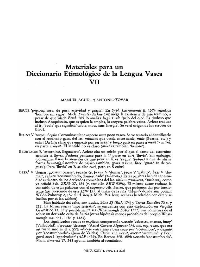 Materiales para Un Dic Etimologico Vasco VII | PDF | Lingüística | Semiótica