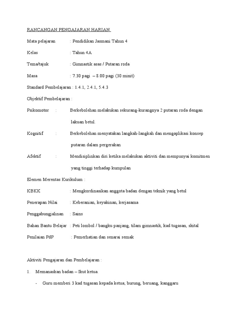 RPH Putaran Roda | PDF