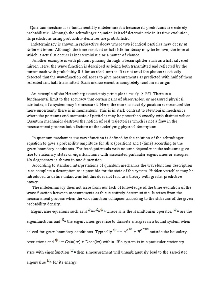 Quantum Mechanics | PDF | Wave Function | Quantum Mechanics Quantum Mechanics | PDF | Wave Function | Quantum Mechanics