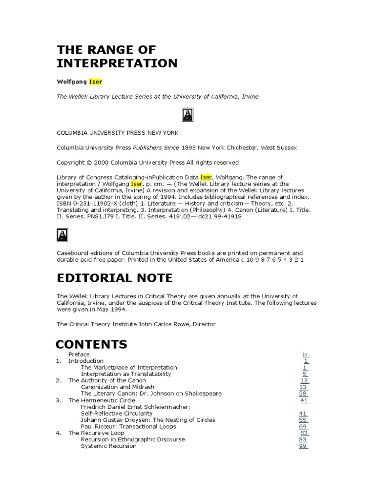 The Range of Interpretation | PDF | Literary Criticism | Interpretation ...
