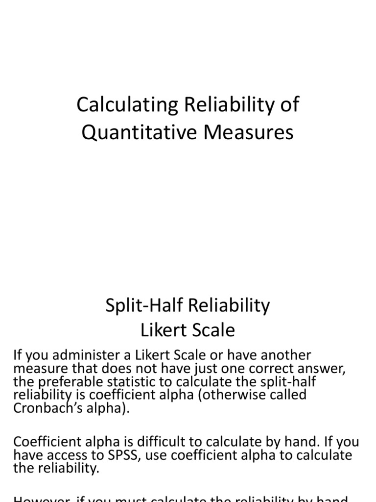 Calculating Reliability of Questionnaire (Likert Scale) | PDF ...