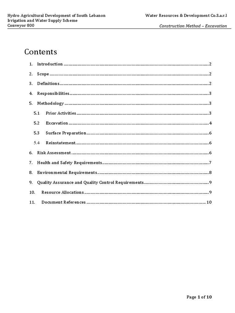 Excavation Method Statement PDF | PDF | Irrigation | Excavation ...