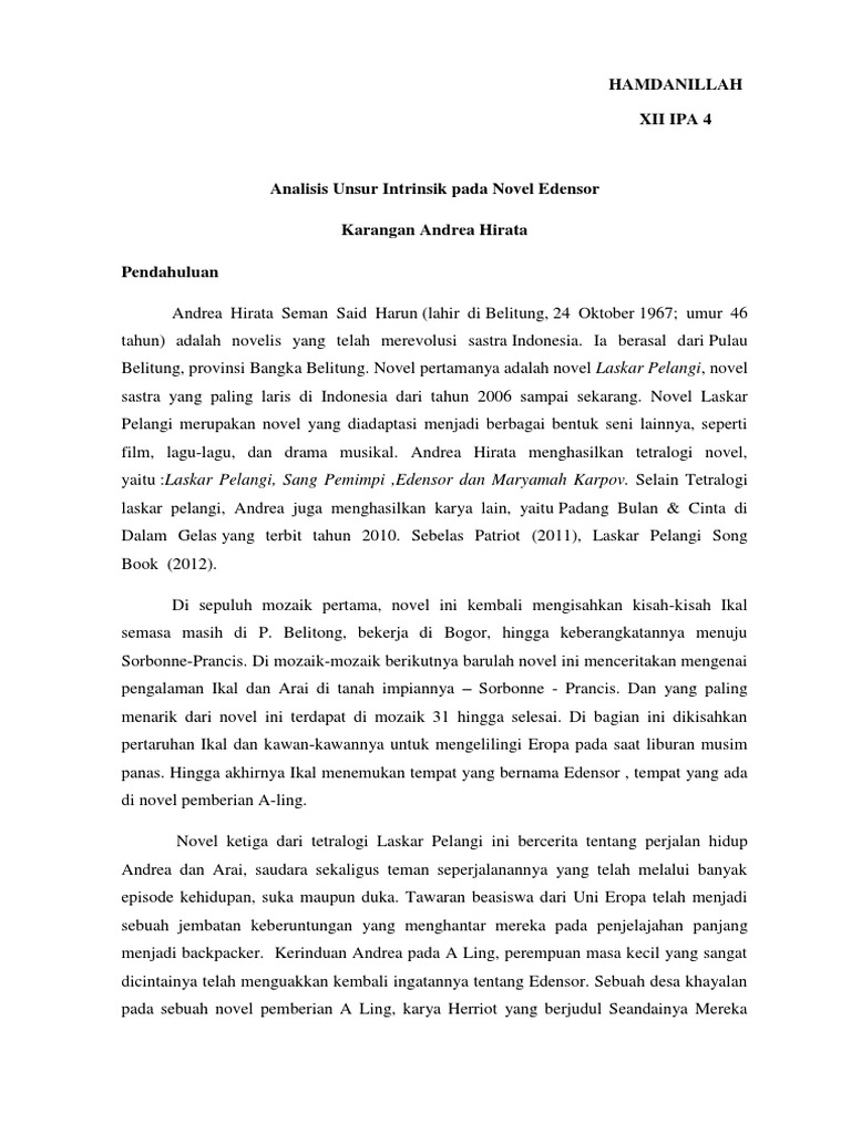 Analisis Unsur Intrinsik Pada Novel Edensor | PDF