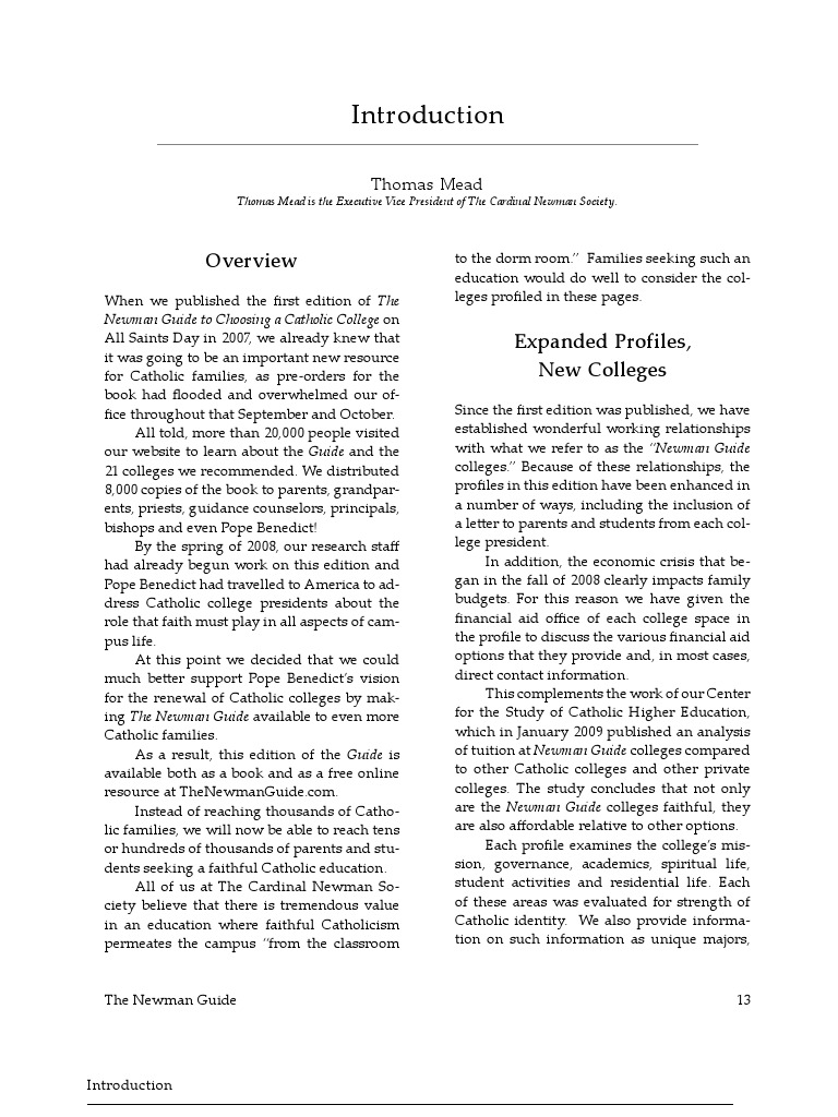 Introduction by Thomas Mead | PDF | Catholic Church | College