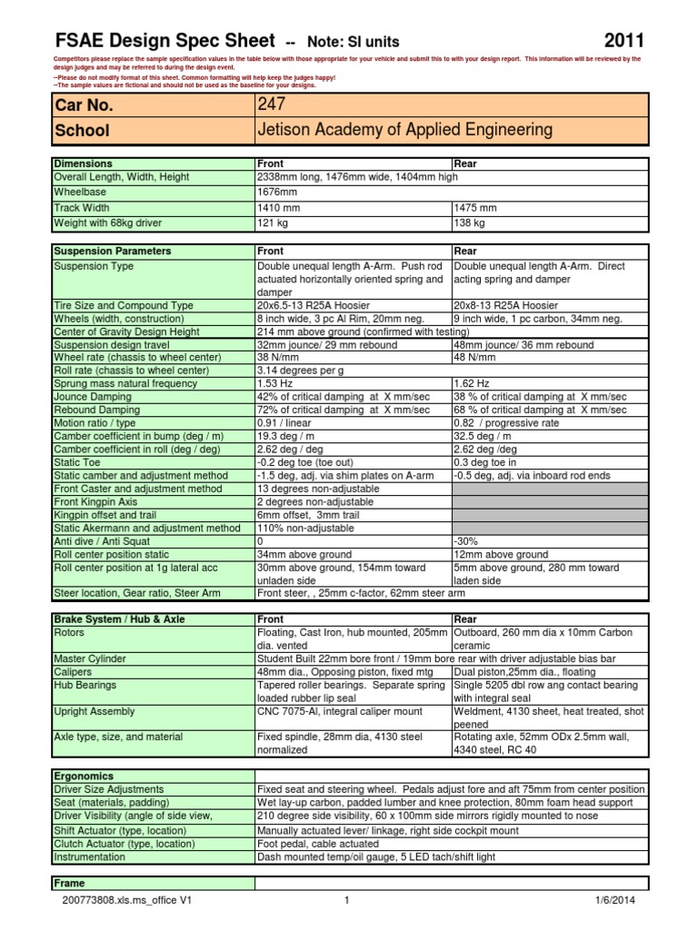 Fsae Designspecs | PDF | Throttle | Fuel Injection
