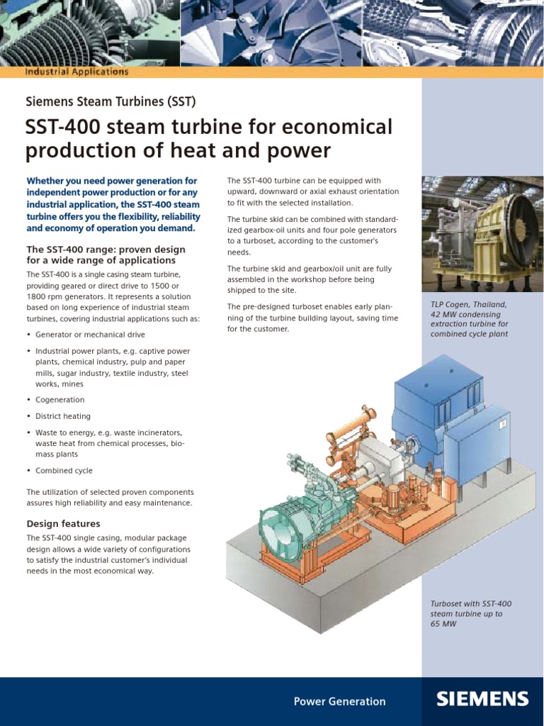 SST-400 Steam Turbine For Economical Production Heat and Power | PDF ...