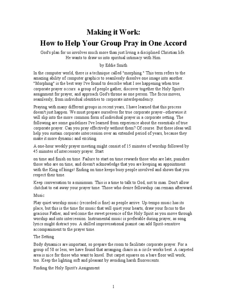 Guidelines for Praying in One Accord | PDF | Intercession | Prayer