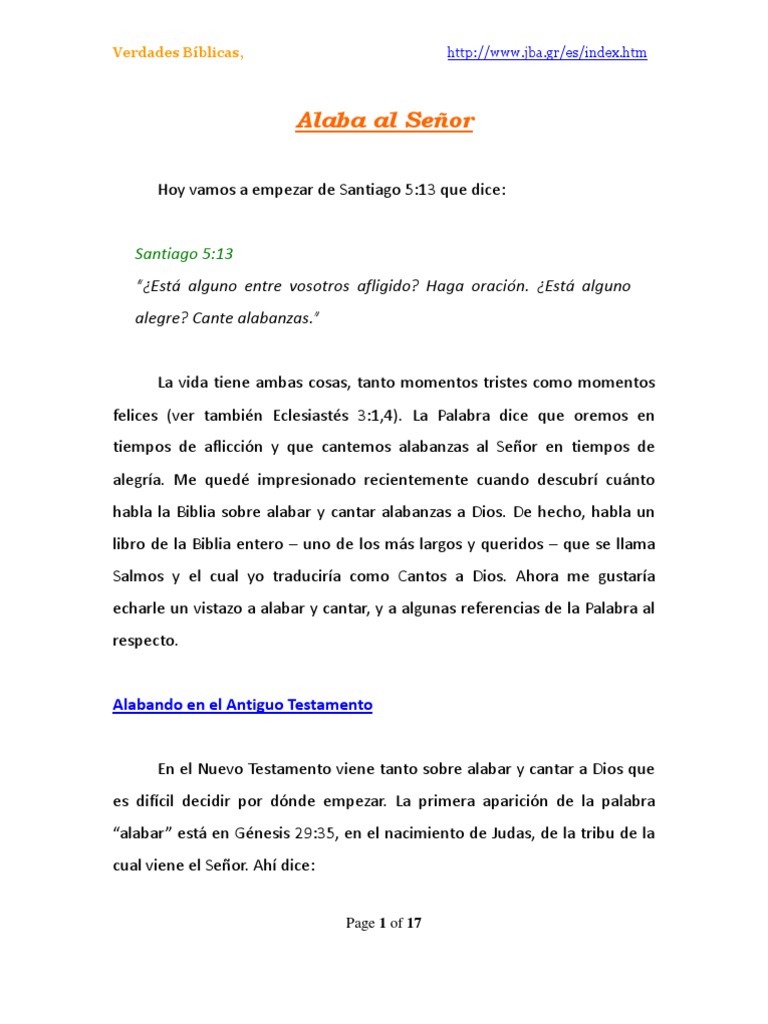 Alaba Al Señor | Descargar gratis PDF | Salmos | Biblia
