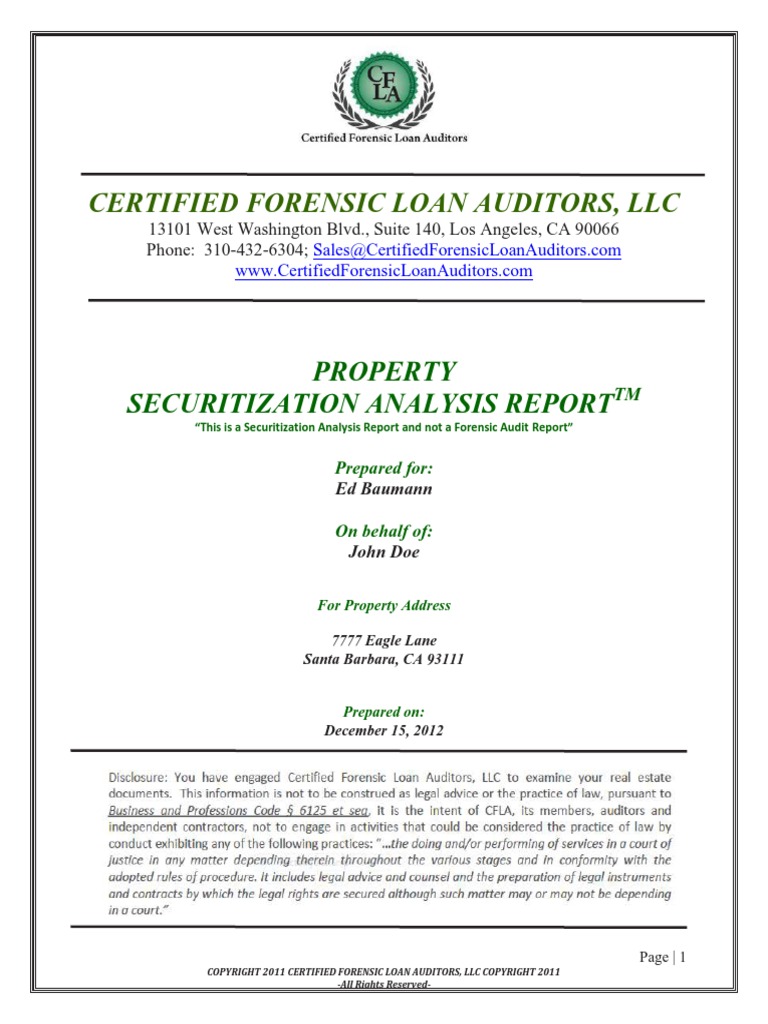 Securitization Audit Report Sample | PDF | Mortgage Law | Deed Of Trust (Real Estate)