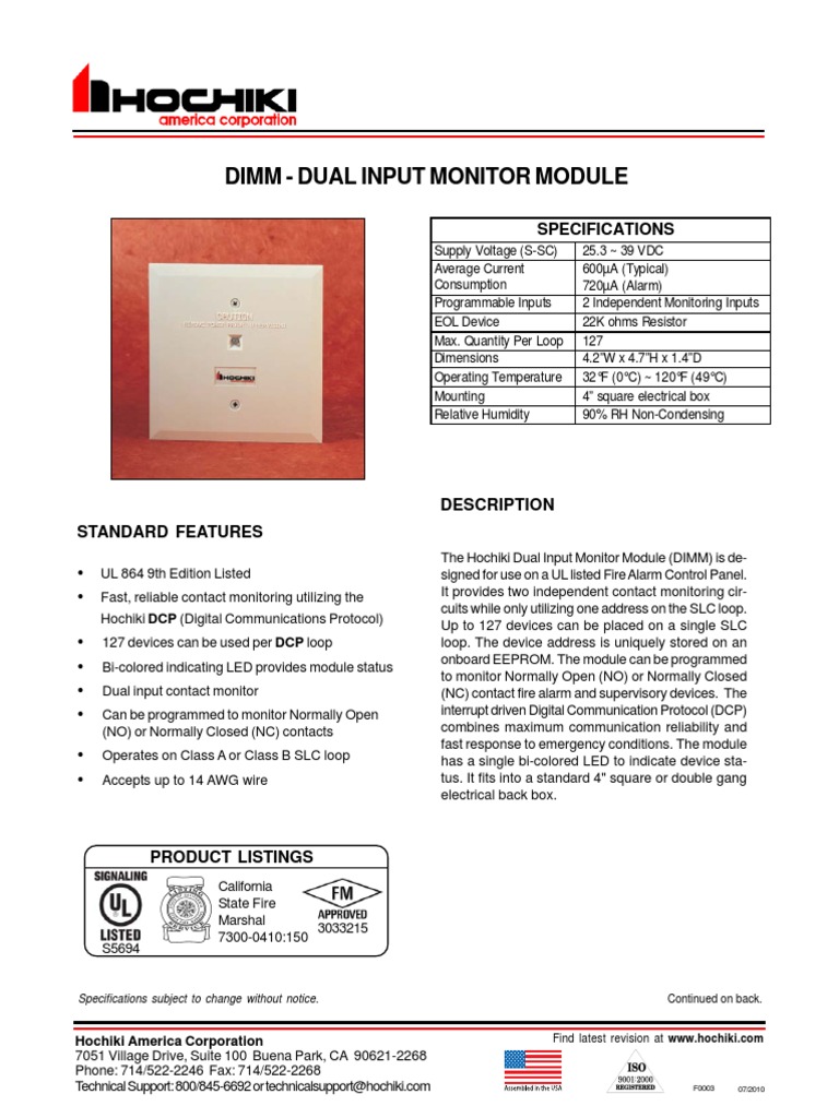 Dual Input Monitor Module Guide | PDF | Switch | Electrical Engineering