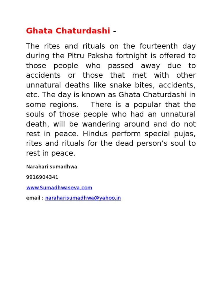 Ghata Chaturdashi Rituals Explained | PDF