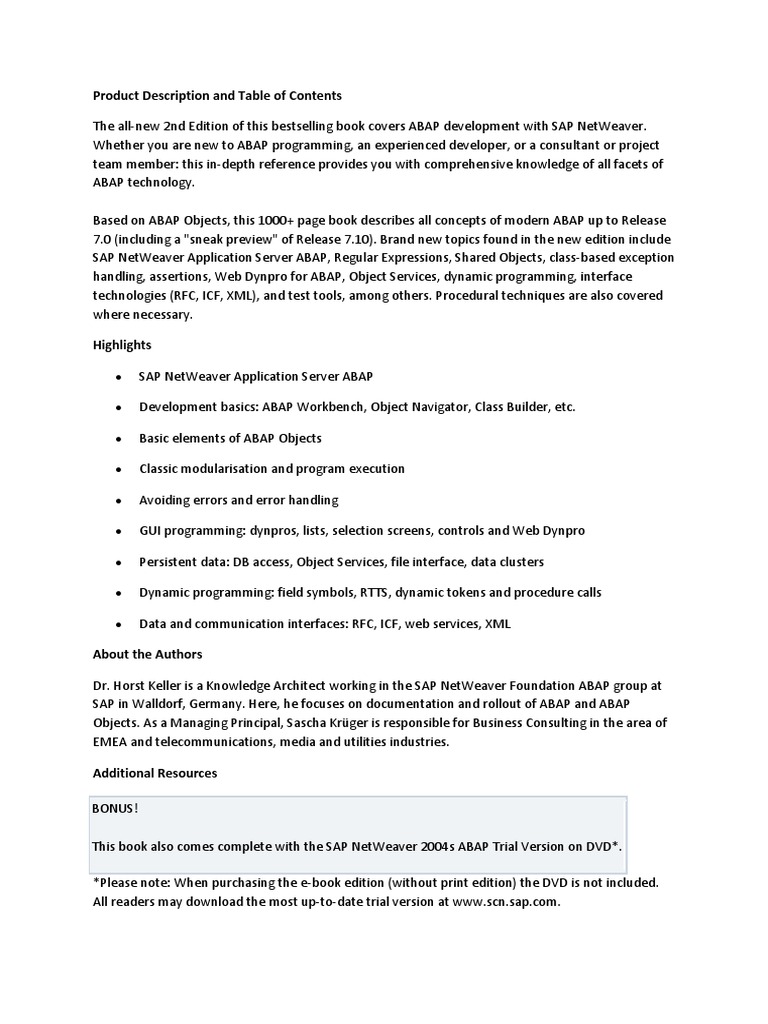 Abap Objects Abap Programming In Sap Netweaver Pdf Object