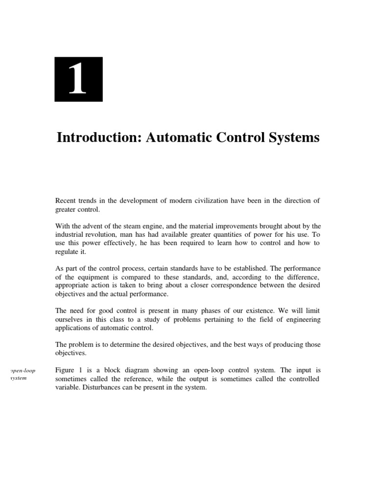Introduction: Automatic Control Systems: Open-Loop System | PDF | Control Theory | Control System