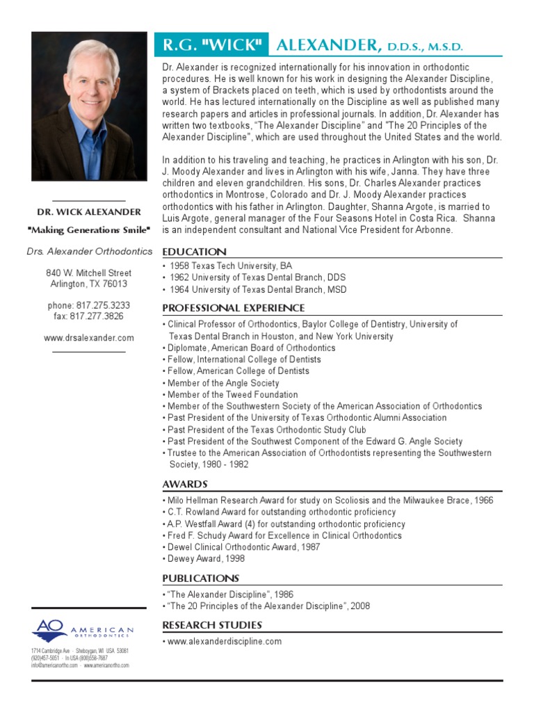 Alexander Wick | PDF | Orthodontics | Dental Degree