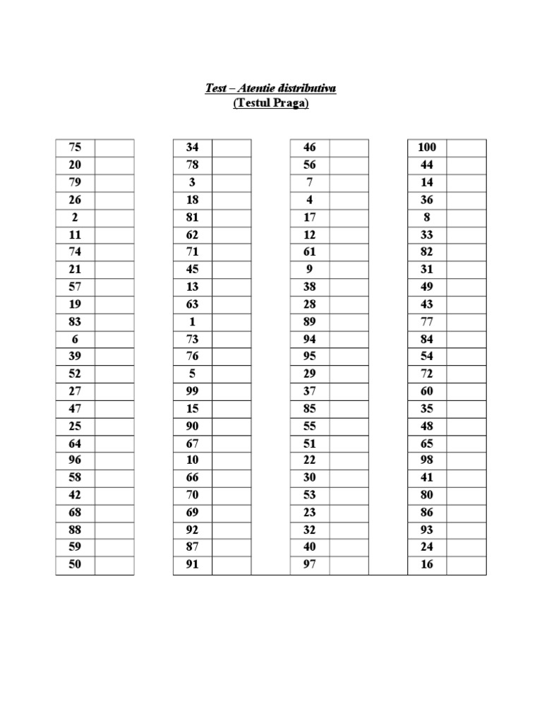 Test - Atentia Distributiva | PDF