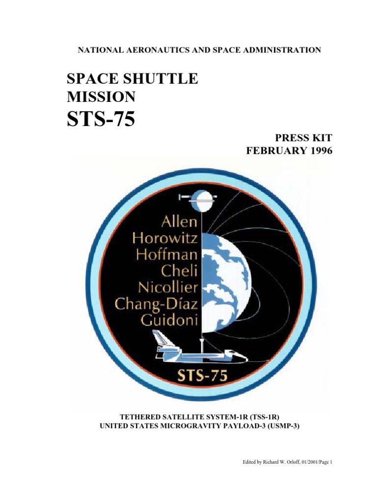 NASA Space Shuttle STS-75 Press Kit | PDF | Plasma (Physics) | Space ...