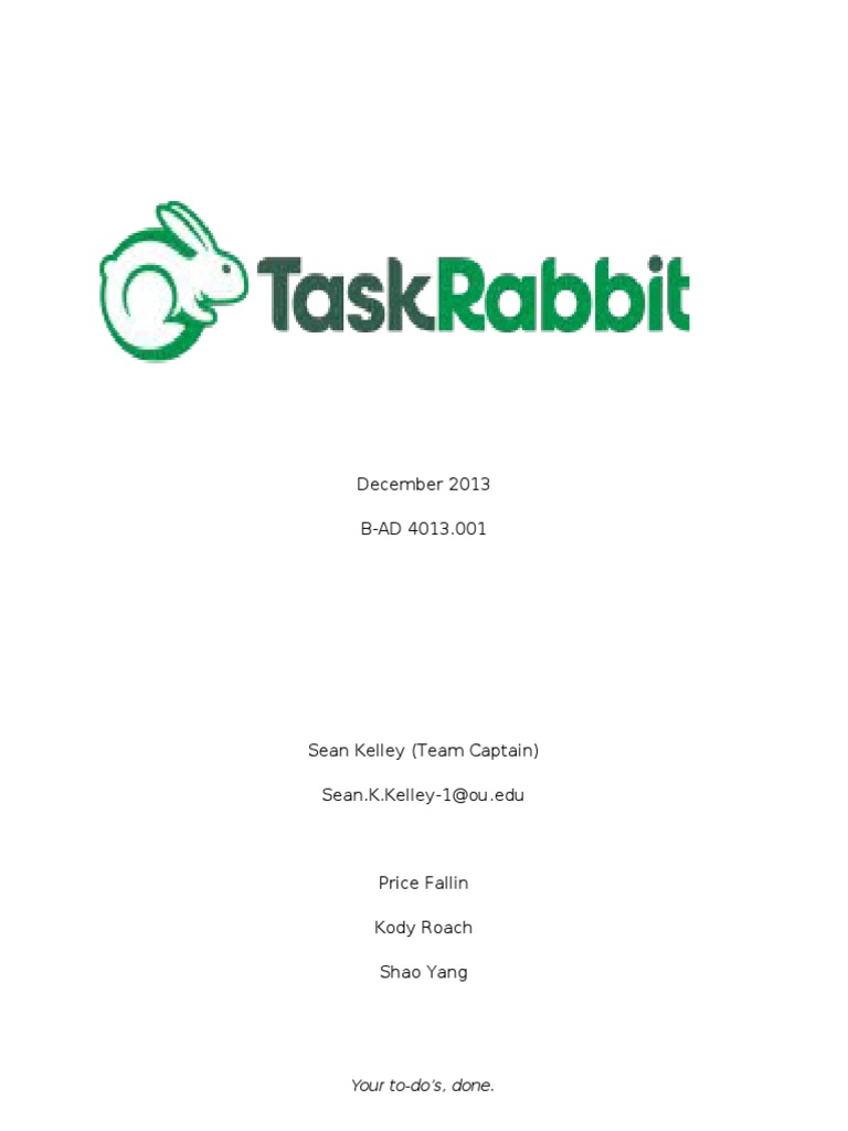 Task Rabbit Strategic Analysis (B - AD 4013) | PDF | Legendary Mammals ...