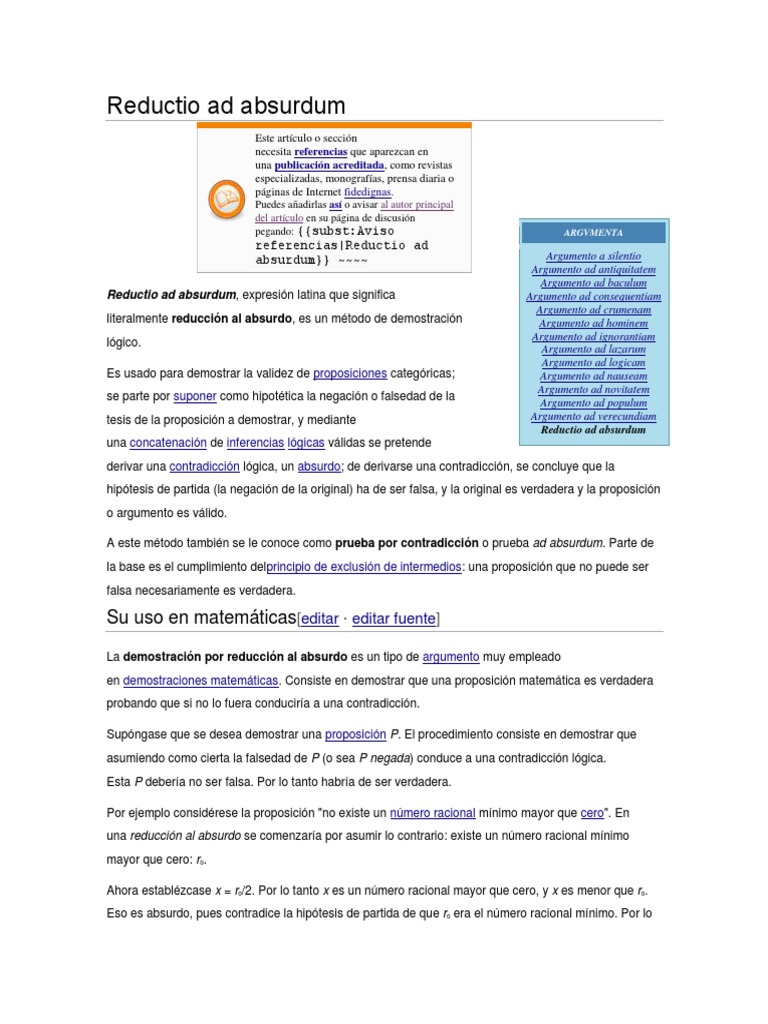 Reductio ad Absurdum en Matemáticas | PDF | Expresiones lógicas ...