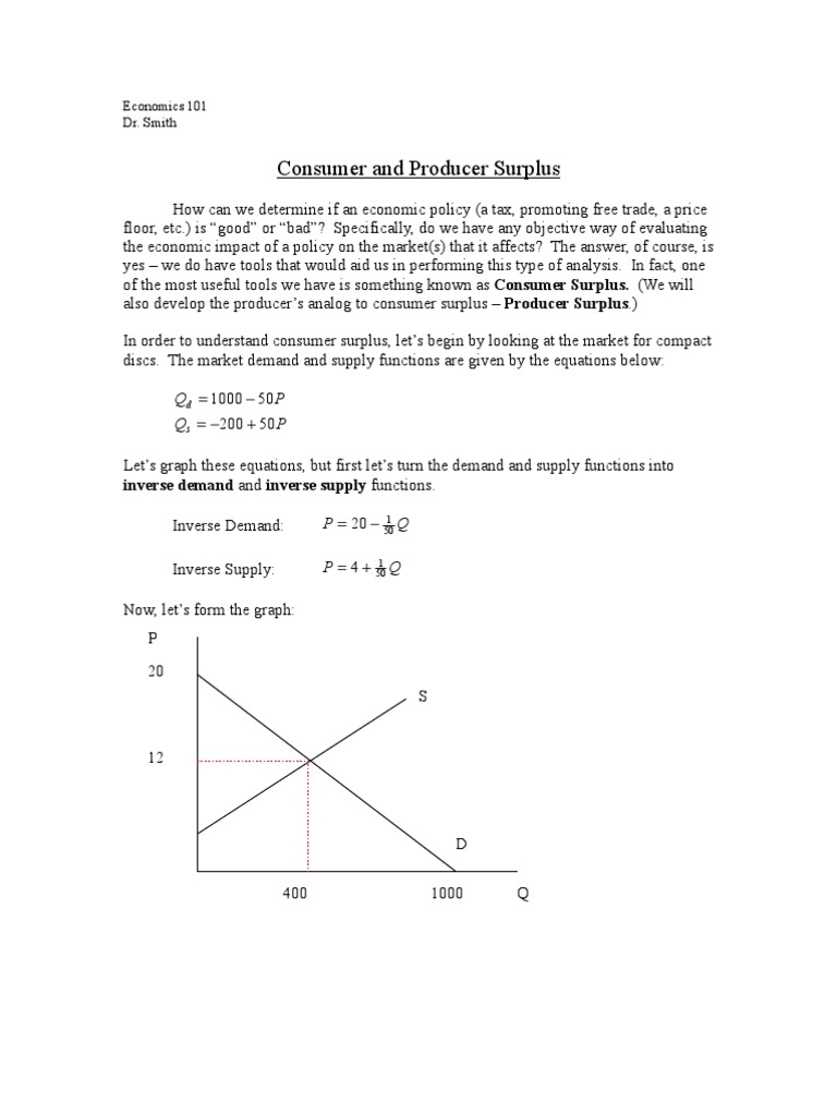 Consumer and Producer Surplus | PDF | Economic Surplus | Demand