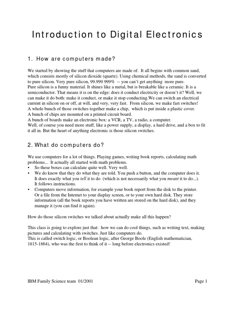 Introduction To Digital Electronics: 1. How Are Computers Made? | PDF