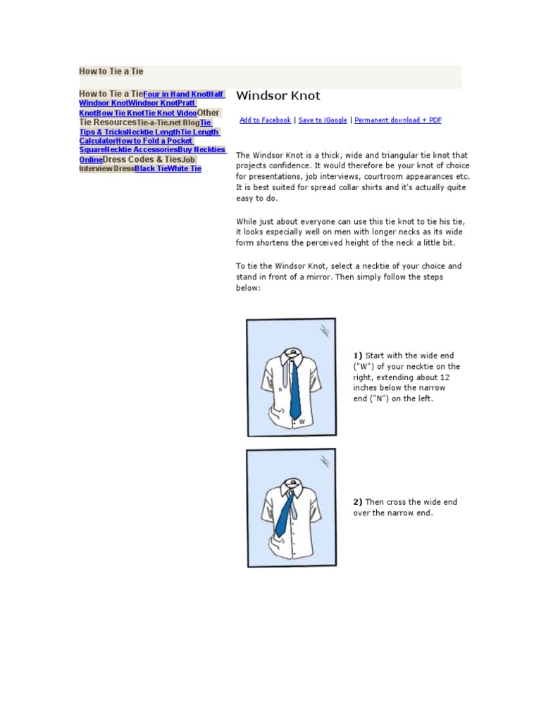 How To Tie A Tie | PDF | Necktie | Fashion Accessories