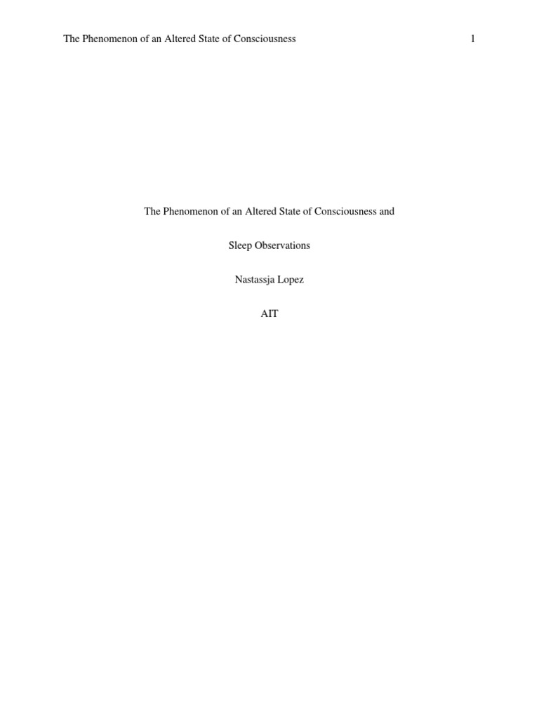 The Phenomenon of An Altered State of Consciousness | PDF | Rapid Eye ...