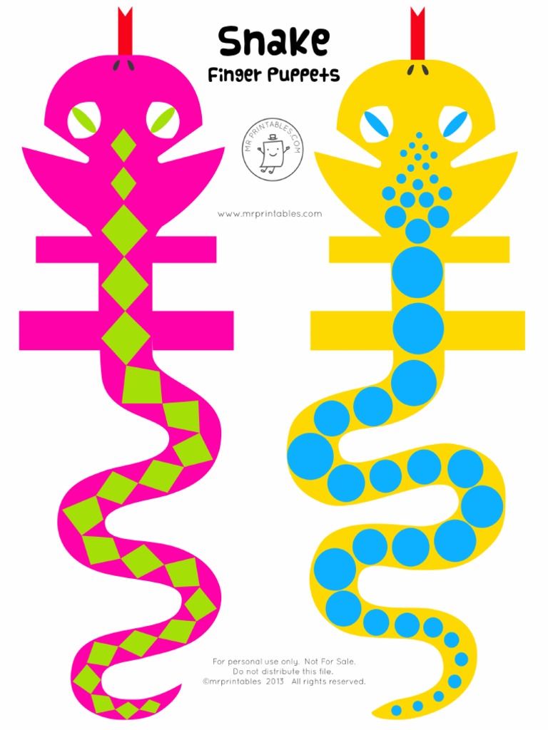 Mrprintables Snake Finger Puppets | PDF